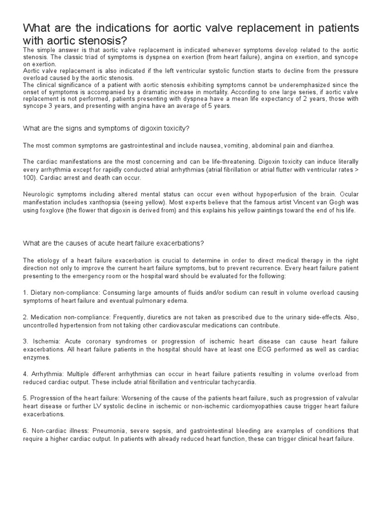 What Are The Indications For Aortic Valve Replacement in Patients With ...