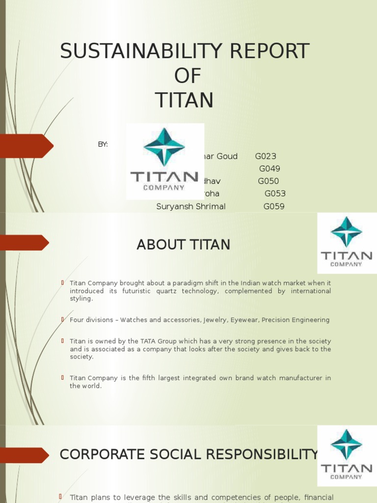 Sustainability Report OF Titan | PDF | Corporate Social Responsibility ...