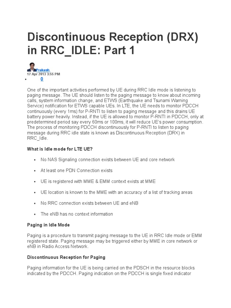 Understanding Discontinuous Reception (DRX) in LTE through Analysis of DRX Parameters and their ...