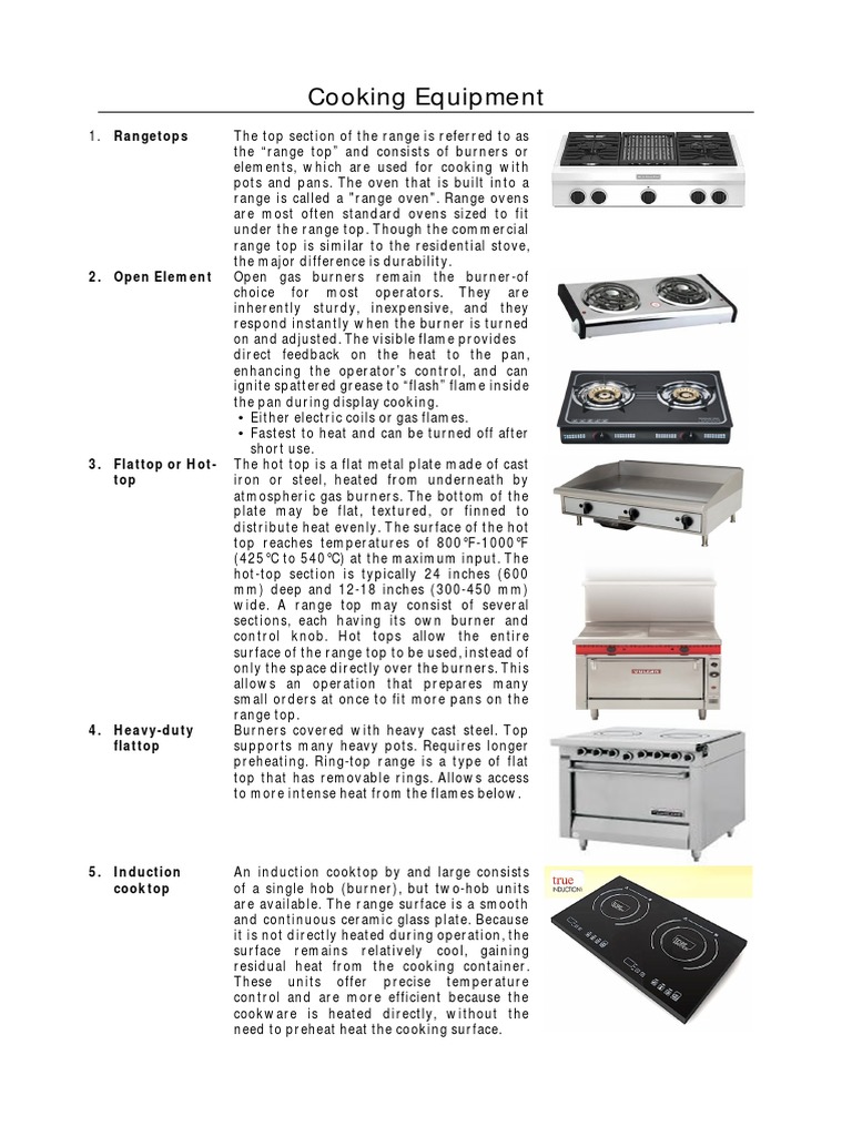 Cooking Equipment: 2. Open Element | PDF | Grilling | Kitchen Stove