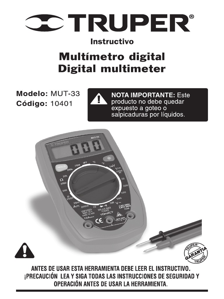 Manual Multimetro Truper MUT-33 | PDF
