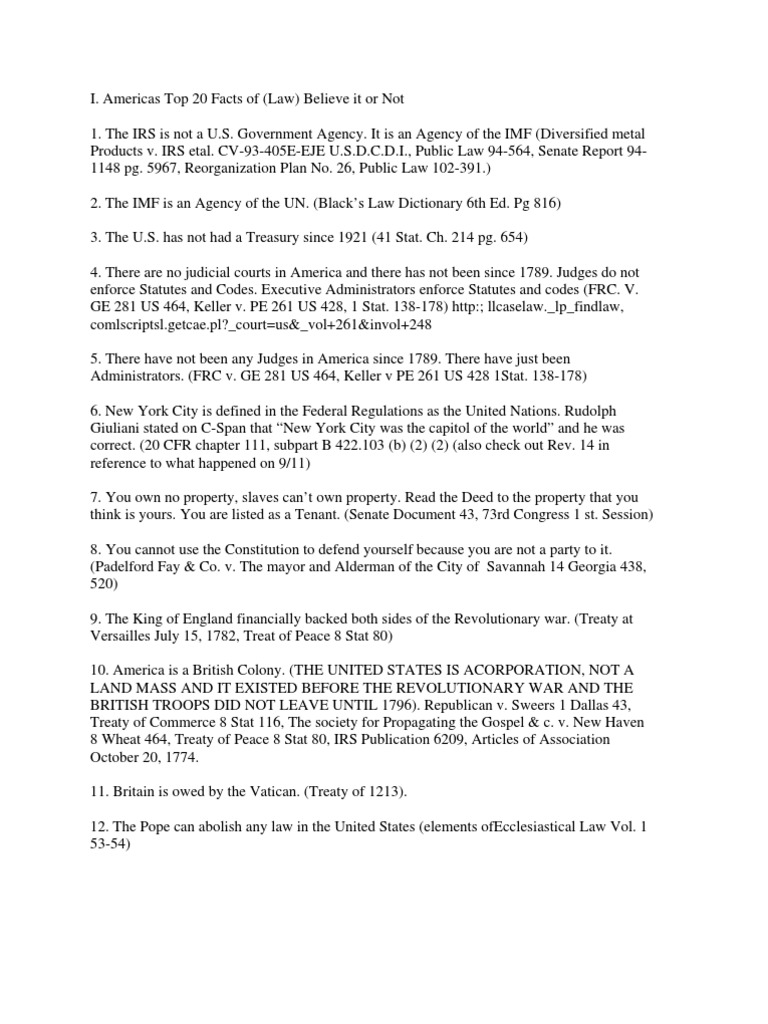 20 Points of Law | PDF | Federal Government Of The United States | The ...