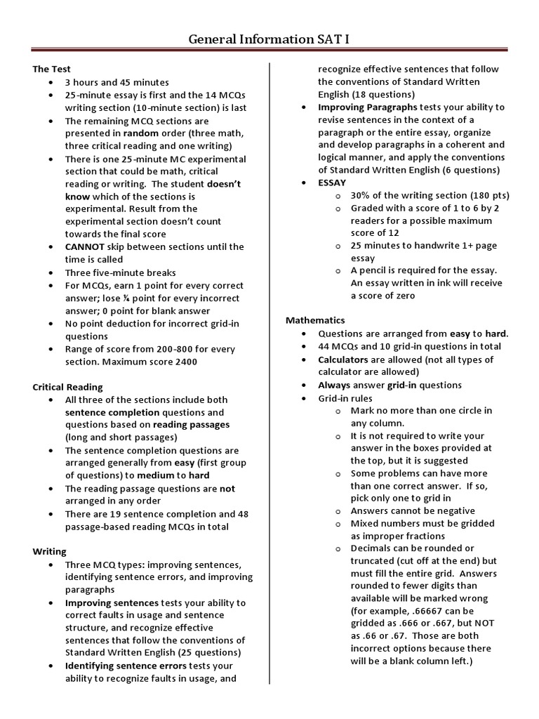Lesson 1 - Intro To SAT | PDF | Sat