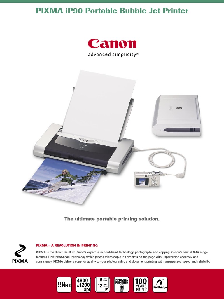 PIXMA Ip90 Portable Bubble Jet Printer: The Ultimate Portable Printing ...