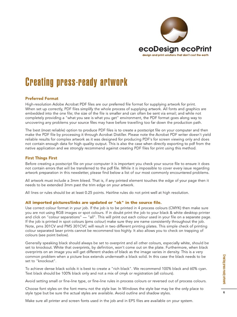 Creating Press-Ready Artwork: Preferred Format | PDF | Portable ...