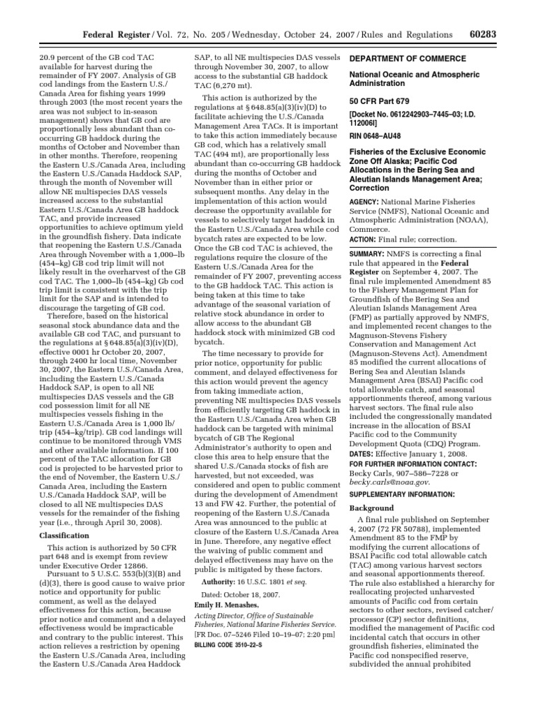 Rule: Fishery Conservation and Management: Alaska Fisheries of ...