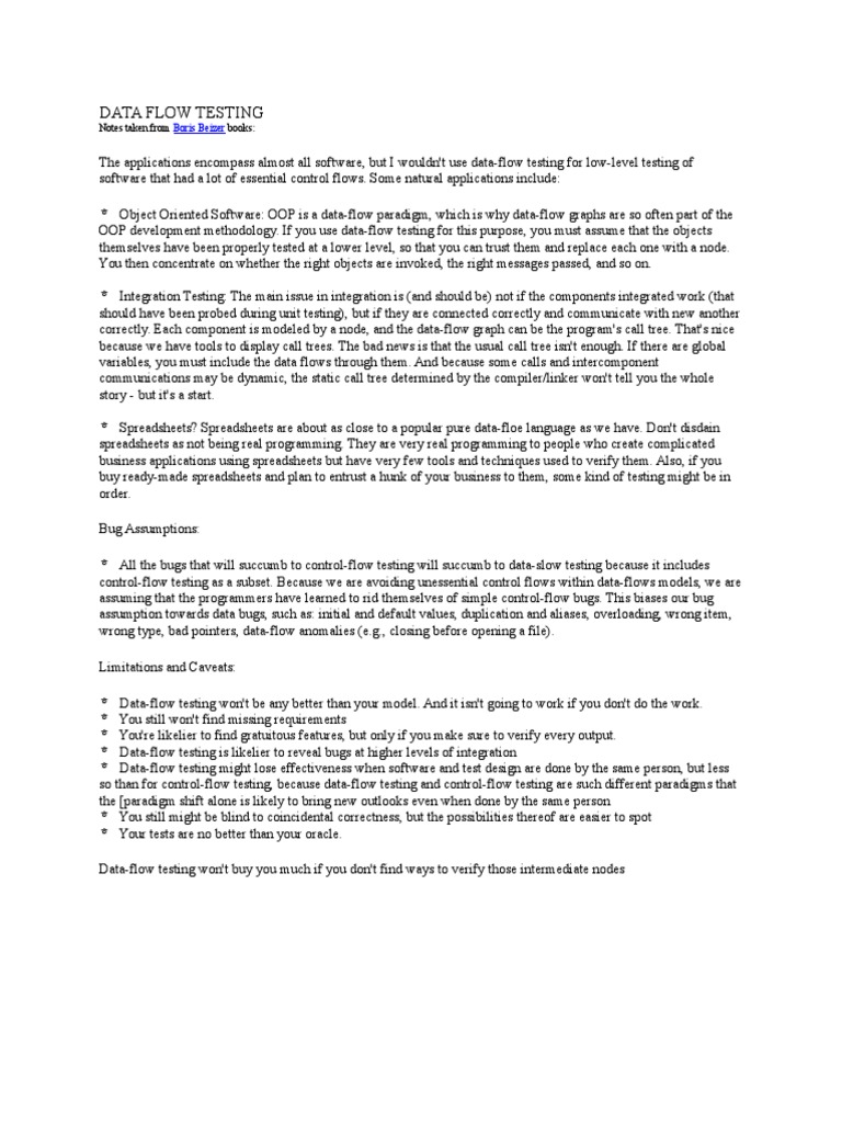 Data Flow Testing | PDF | Object Oriented Programming | Software Bug