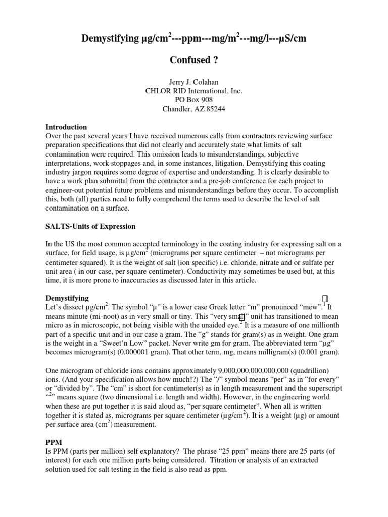 Demystifying Salt Measurement Labels | PDF | Parts Per Notation | Chloride