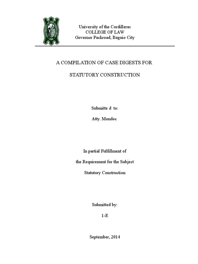 A Compilation of Case Digests Cover PAge | PDF | Law