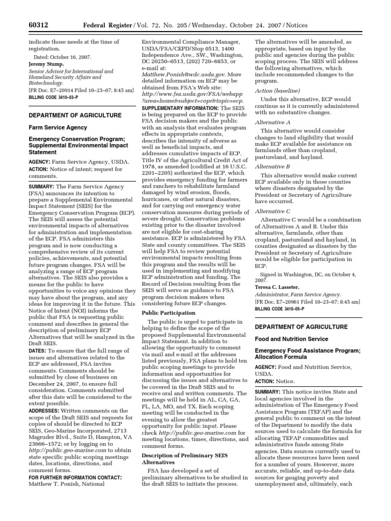 Notice: Environmental Statements Notice of Intent: Emergency ...