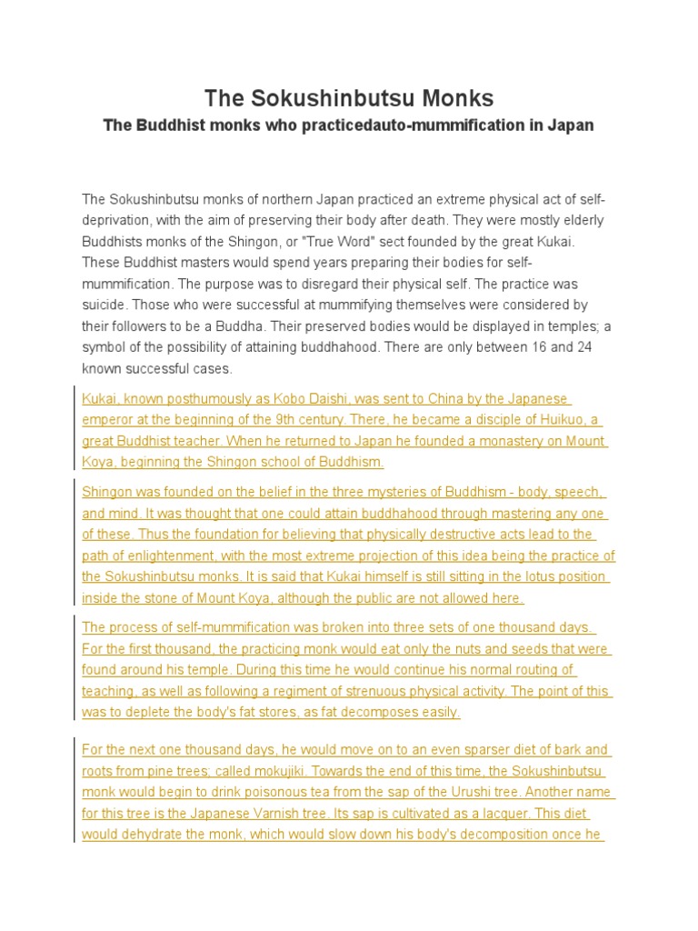The Sokushinbutsu Monks | Download Free PDF | Buddhahood | Indian Religions