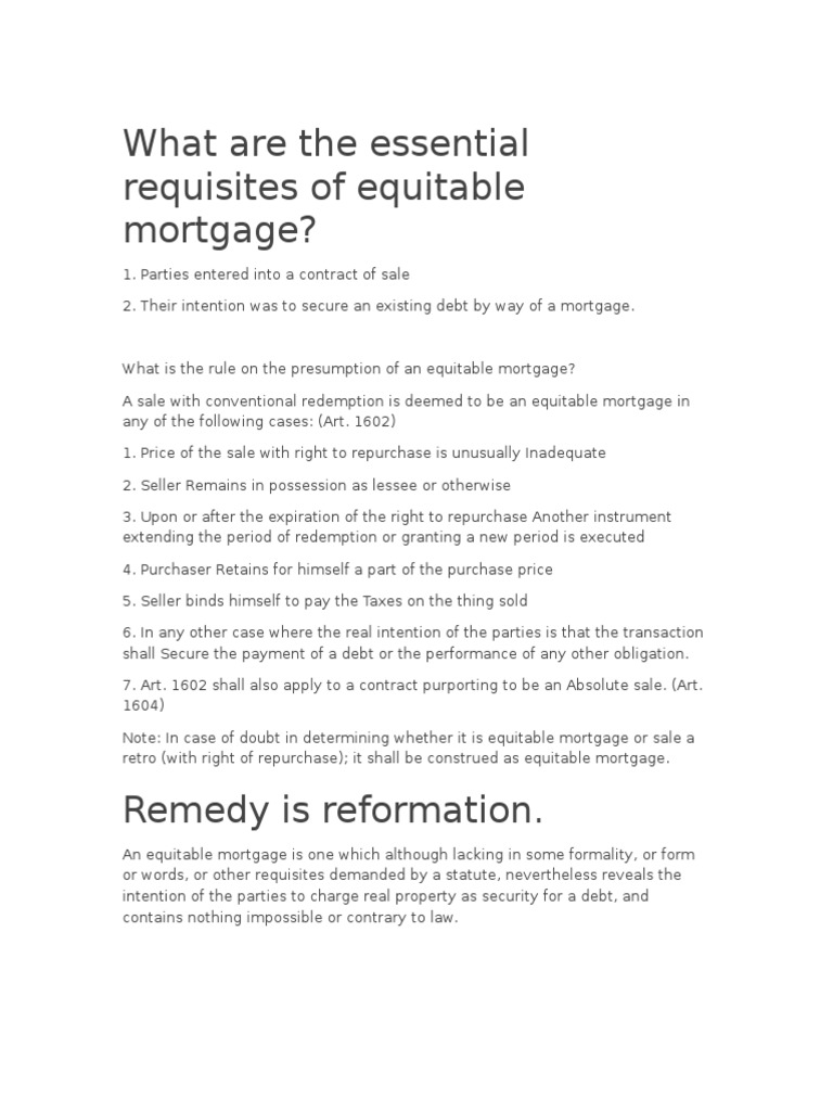 Understanding Equitable Mortgages in the Philippines | PDF | Mortgage ...