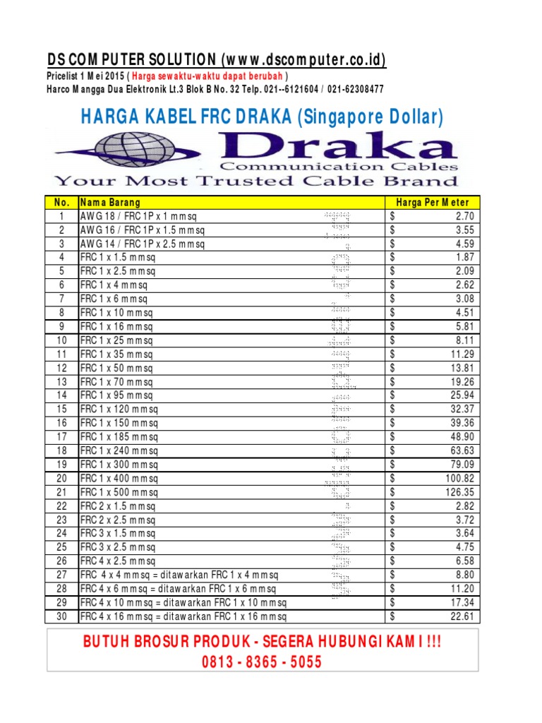 FRC Cable Price List May 2015 | PDF | Computers