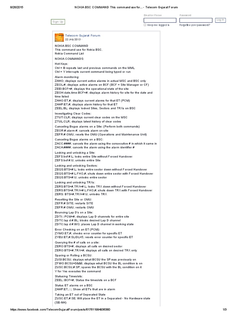 Nokia BSC Command | PDF | Telecommunications | Information And ...