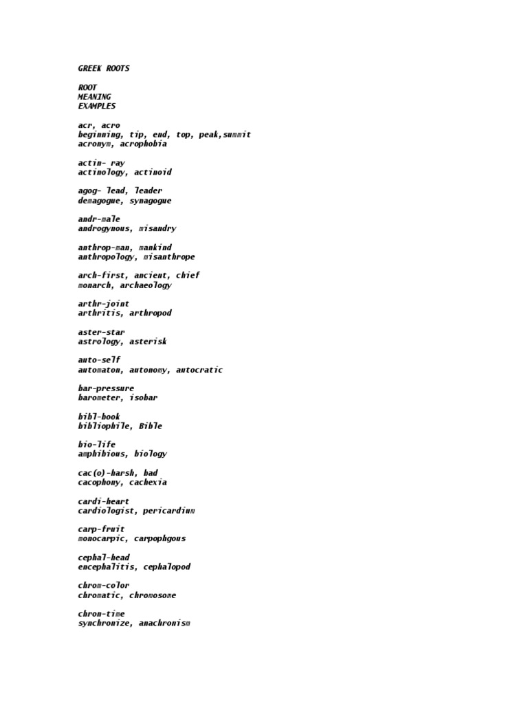 GRE Word Roots | PDF | Nature