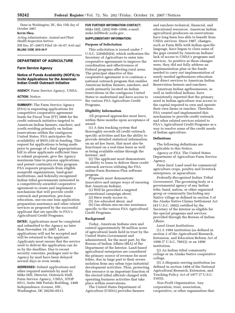 Notice: Grants and Cooperative Agreements Availability, Etc.: American ...