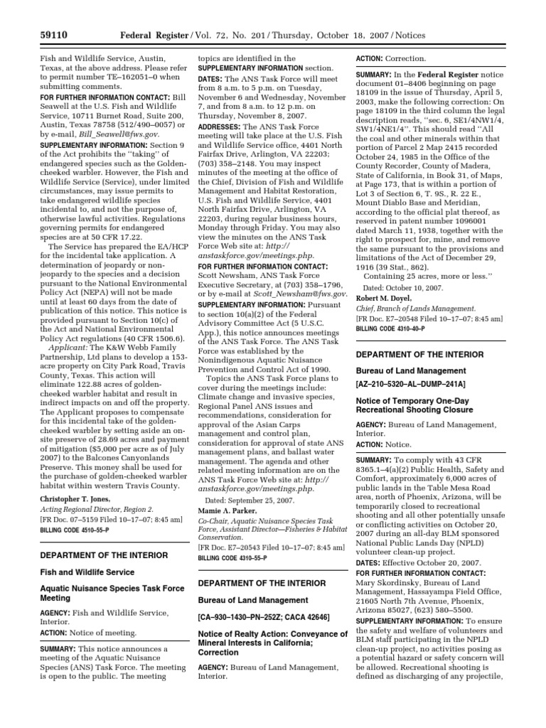 Notice: Environmental Statements Availability, Etc.: Incidental Take ...