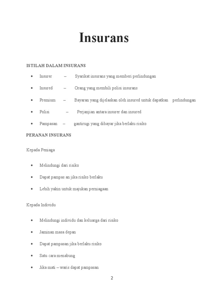 3.5.jenis Jenis Insurans | PDF | Pengelolaan Keuangan & Uang