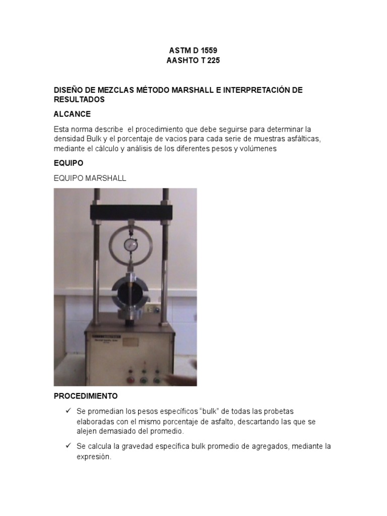 Astm D 1559 | PDF | Densidad | Cemento