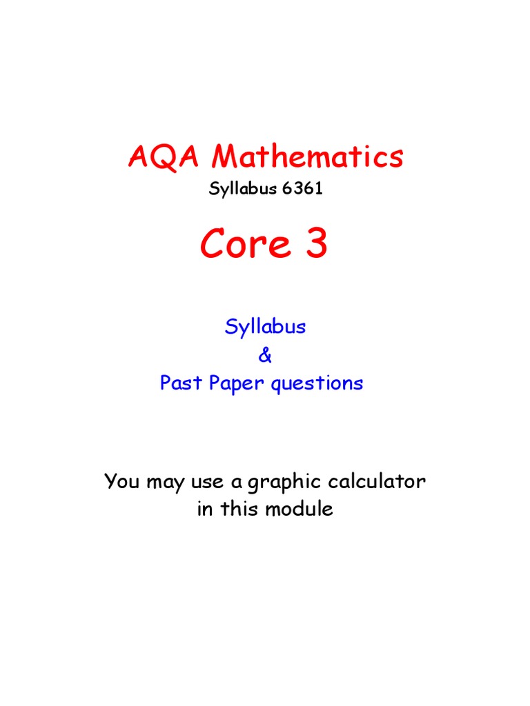 AQA Core 3 Math Syllabus & Questions | PDF | Sine | Function (Mathematics)