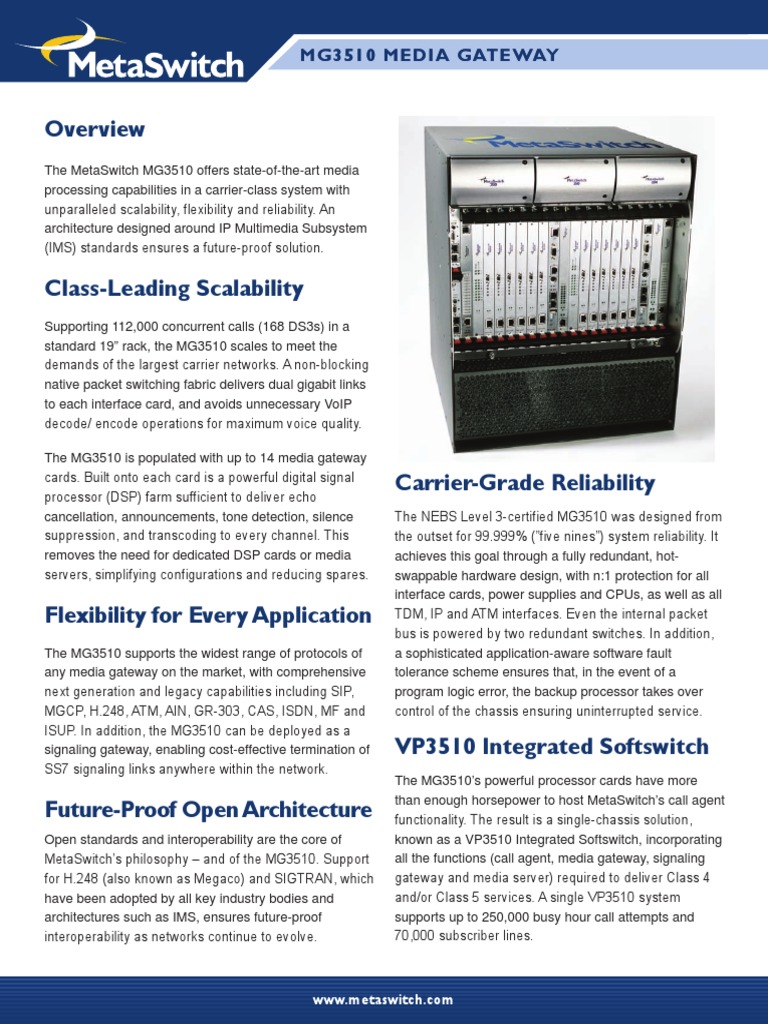 MetaSwitch MG3510 | Ip Multimedia Subsystem | Media Technology