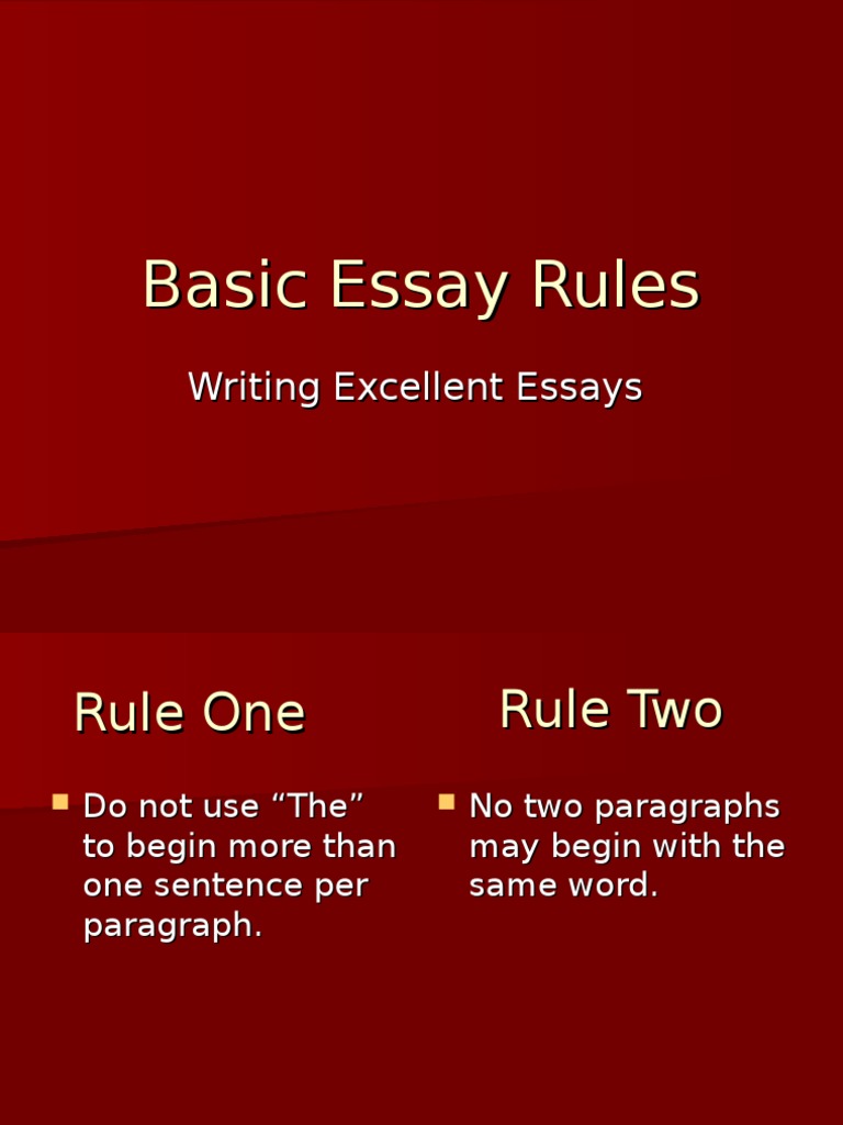 Basic Essay Rules-Jane Schaffer Vocab | PDF | Paragraph | Essays