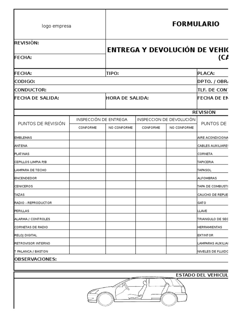 Formato Entrega y Devolución Carro