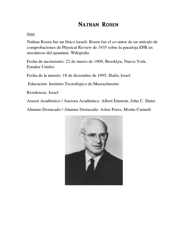 Nathan Rosen (Biografia) | PDF