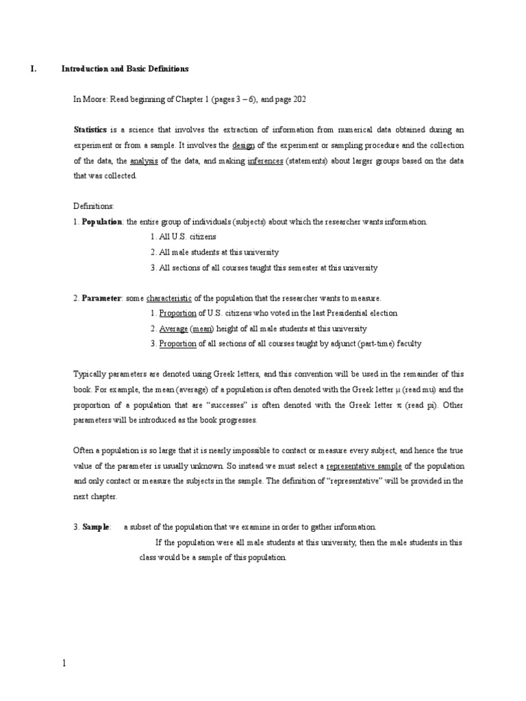 Supplement To The Basic Practice of Statistics - Chapter 1 | PDF ...