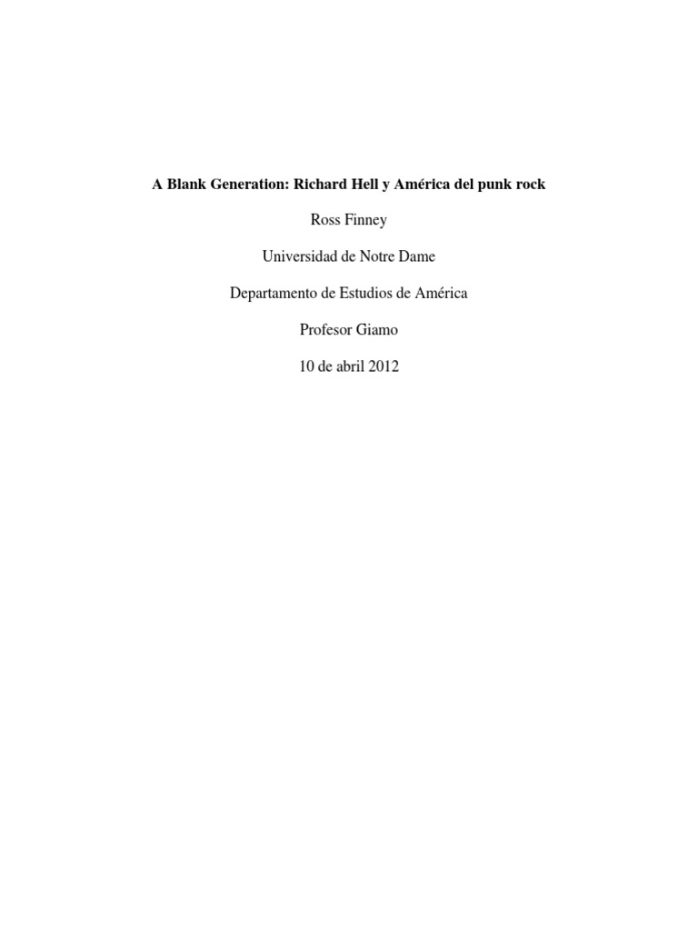 A Blank Generation Español - Rose Finney | PDF | Jack Kerouac | Punk rock