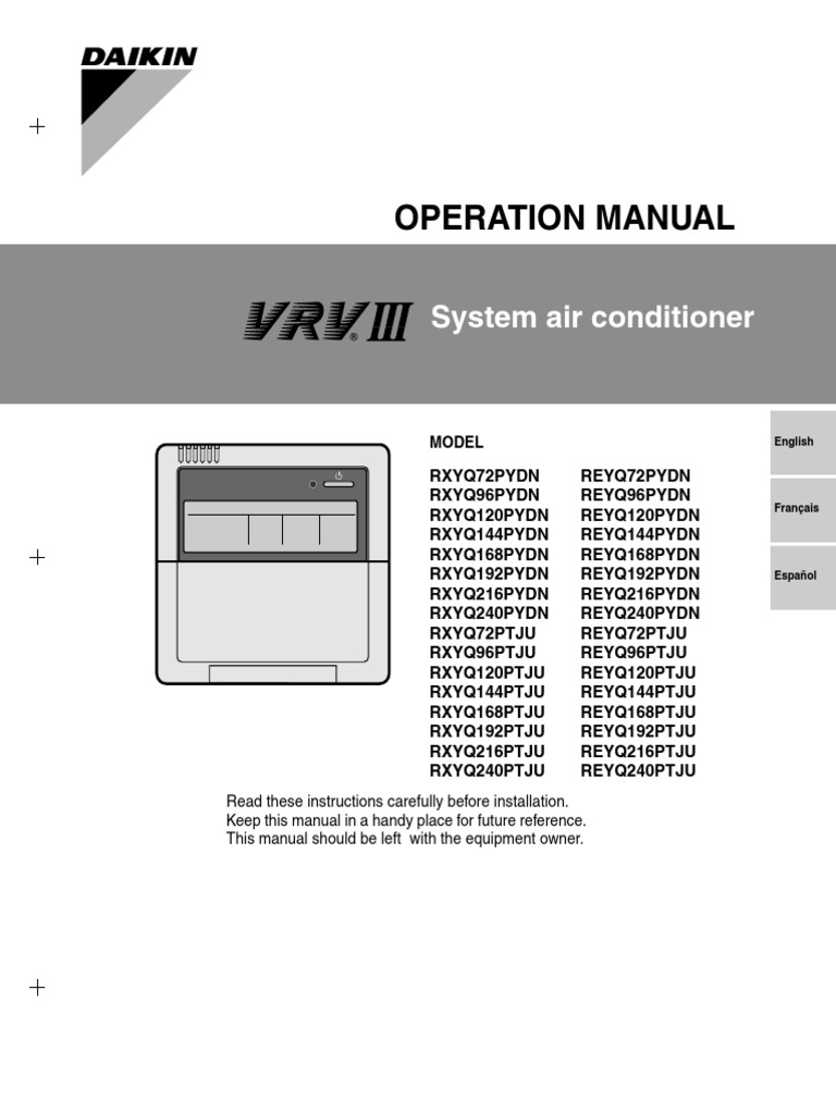 Operation Manual VRV III All - Daikin | PDF | Air Conditioning | Power ...