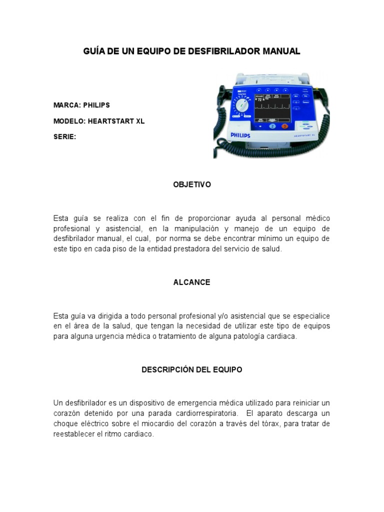 Guía de Uso del Desfibrilador Philips XL | PDF