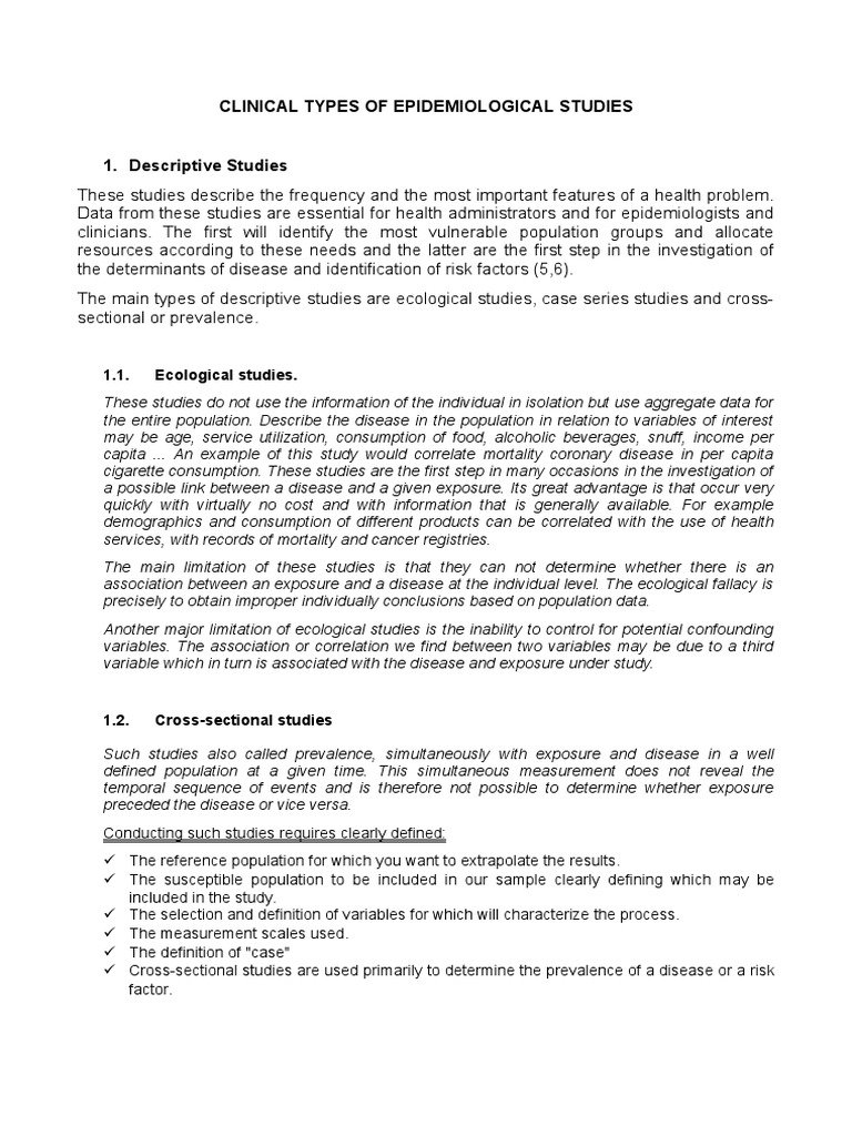 Clinical Types of Epidemiological Studies | PDF | Cohort Study ...