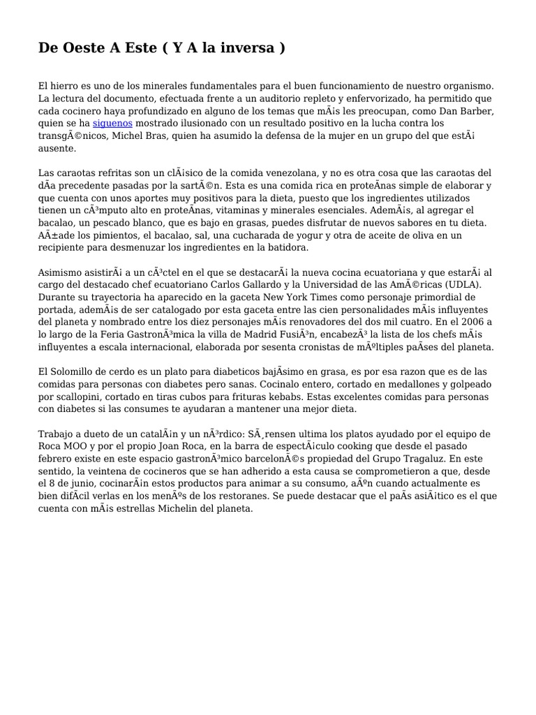 De Oeste A Este (Y A La Inversa) | PDF | Comida y bebida | Cocina