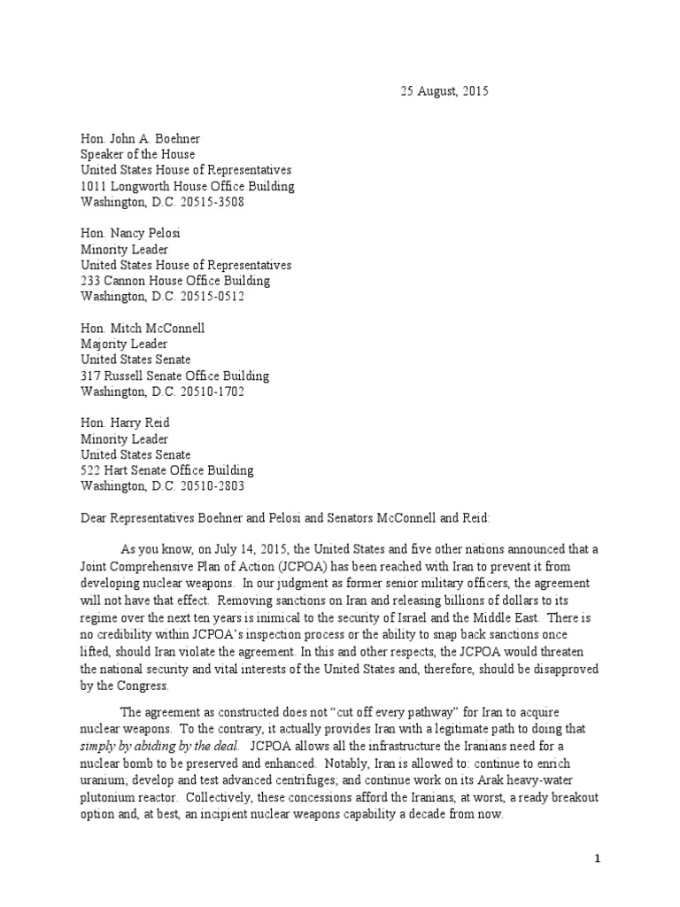 Open Letter From Retired Generals and | PDF | Joint Comprehensive Plan ...