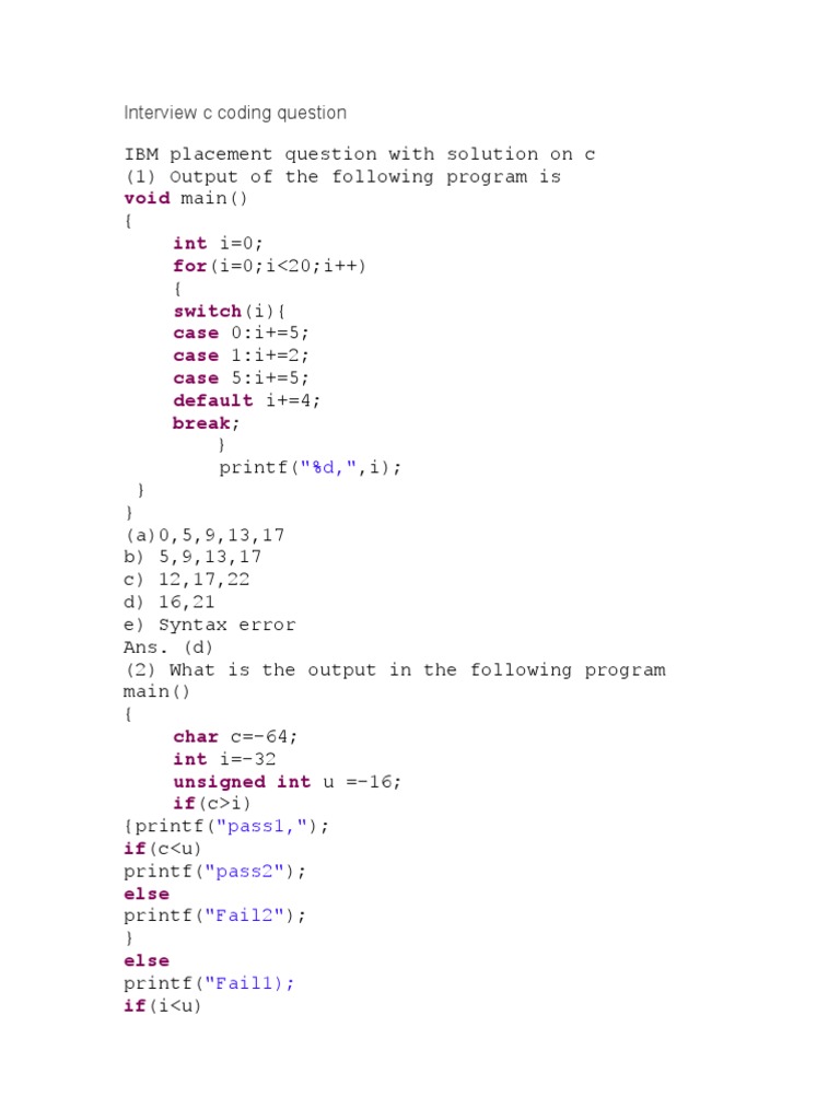 Terview C Coding Question Pdf Pointer Computer Programming 2396