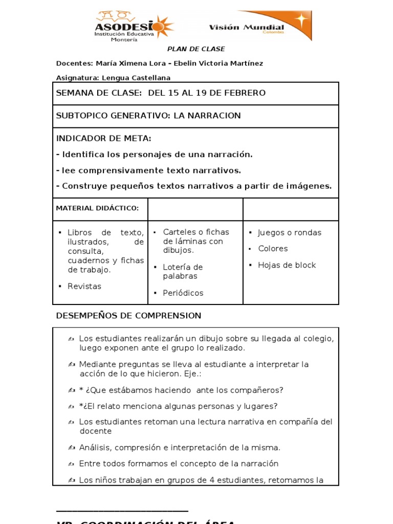 Plan de Clase Lengua Castellana