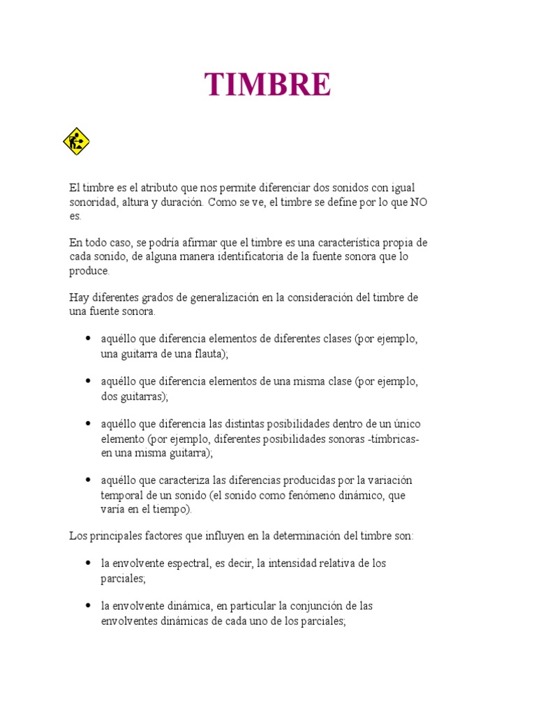 Timbre Vocal, Que Es El Timbre | PDF