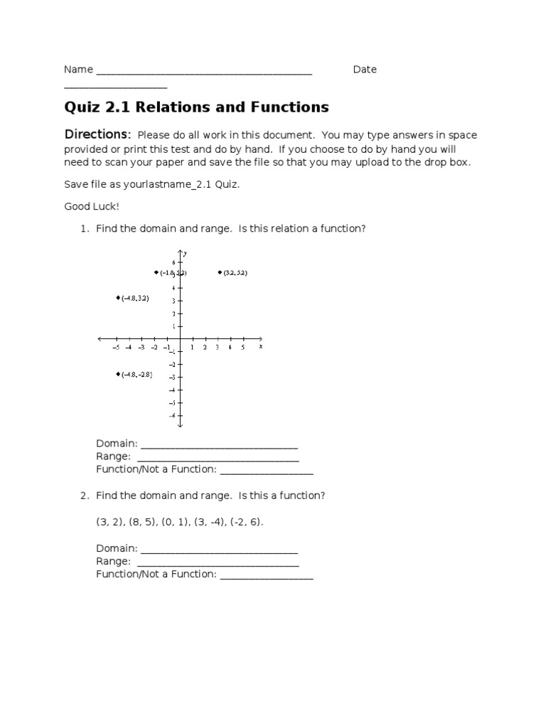 Quiz on Relations and Functions | PDF | Teaching Methods & Materials ...
