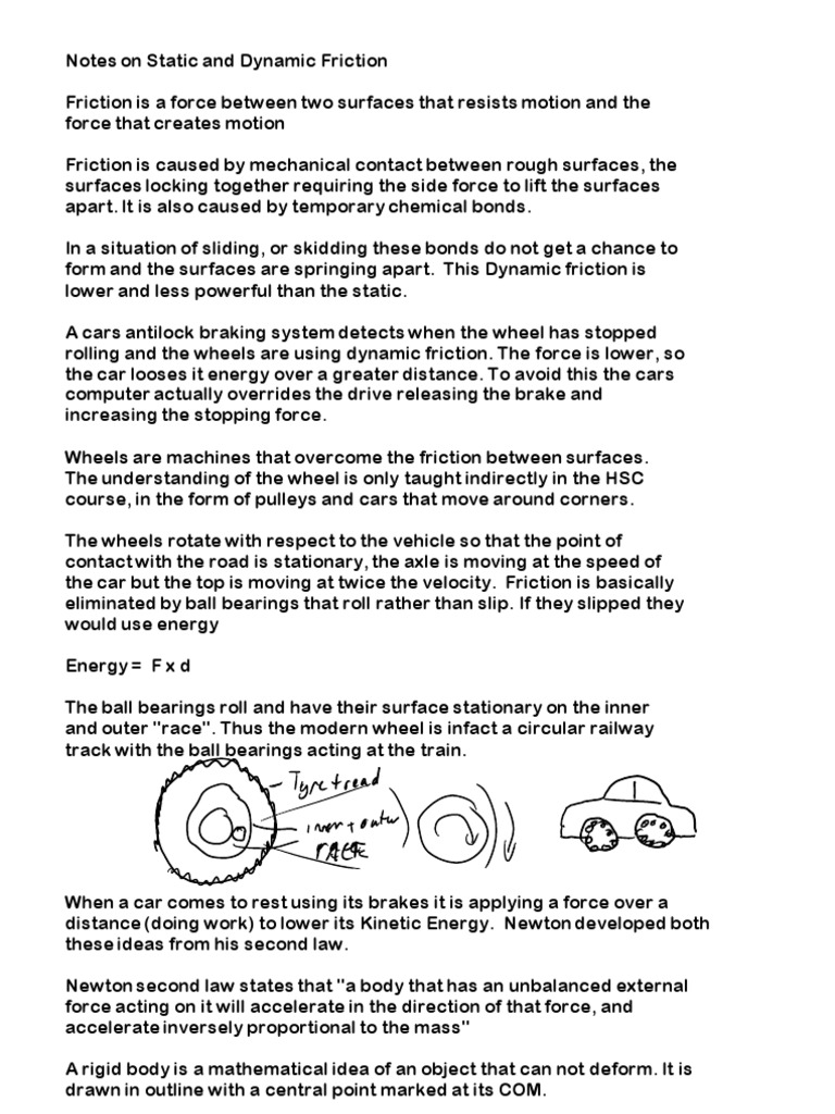 Notes On Static and Dynamic Friction | PDF | Friction | Force