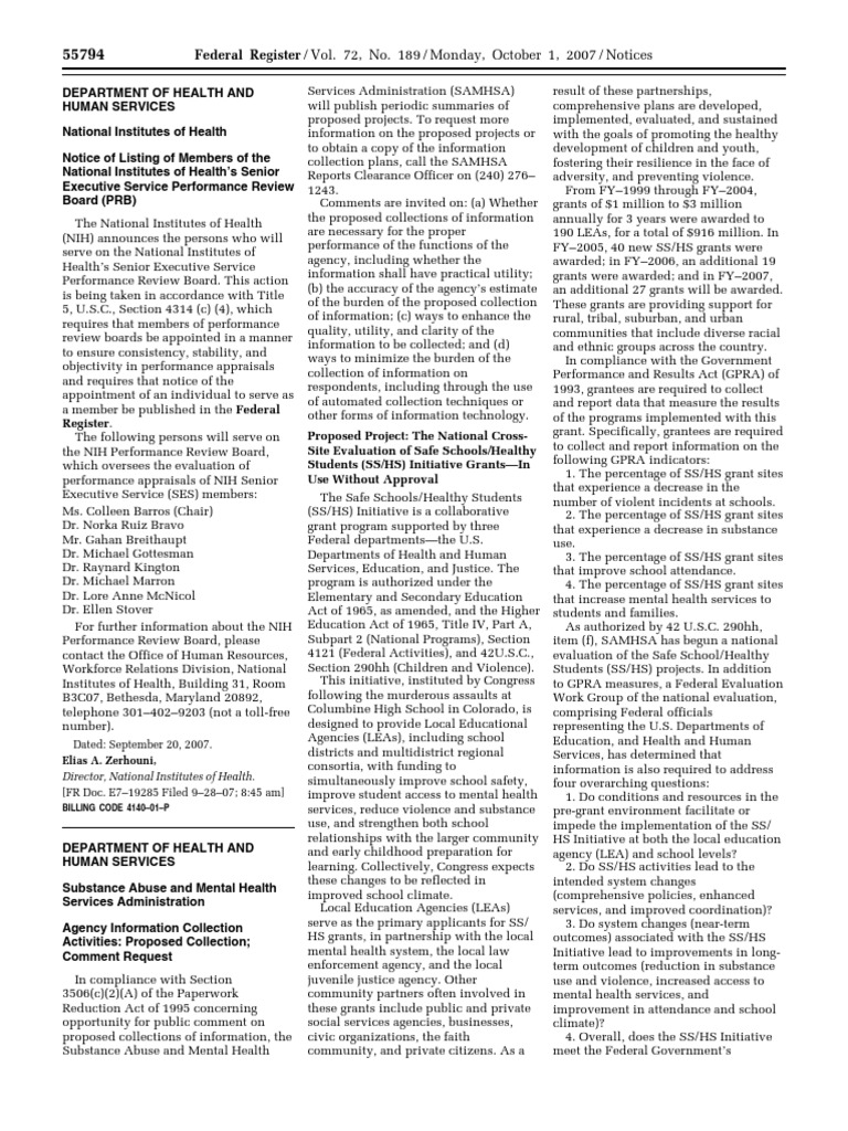 Notice: Senior Executive Service Performance Review Board Membership ...