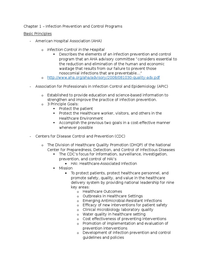 Infection Prevention and Control Programs | PDF | Infection Control ...
