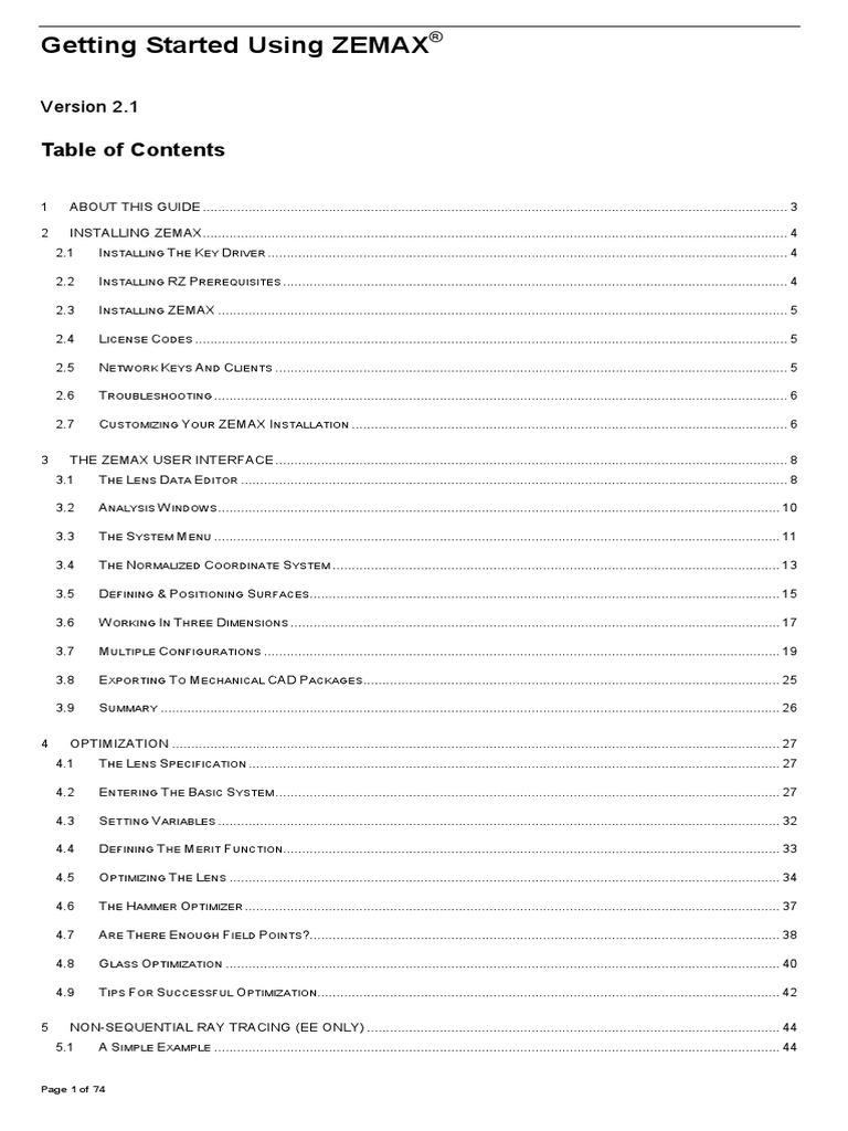 Getting Started With ZEMAX | PDF | Business