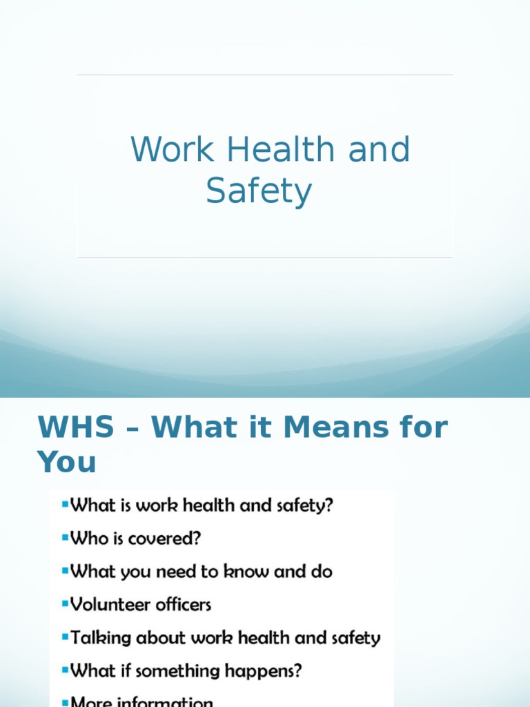 WHS Powerpoint | Occupational Safety And Health | Safety