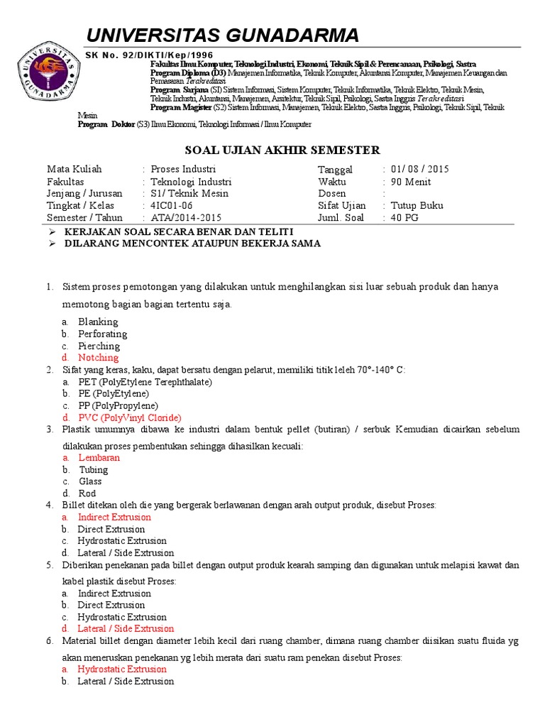 Contoh Soal Tes Masuk Gunadarma - Delinewstv