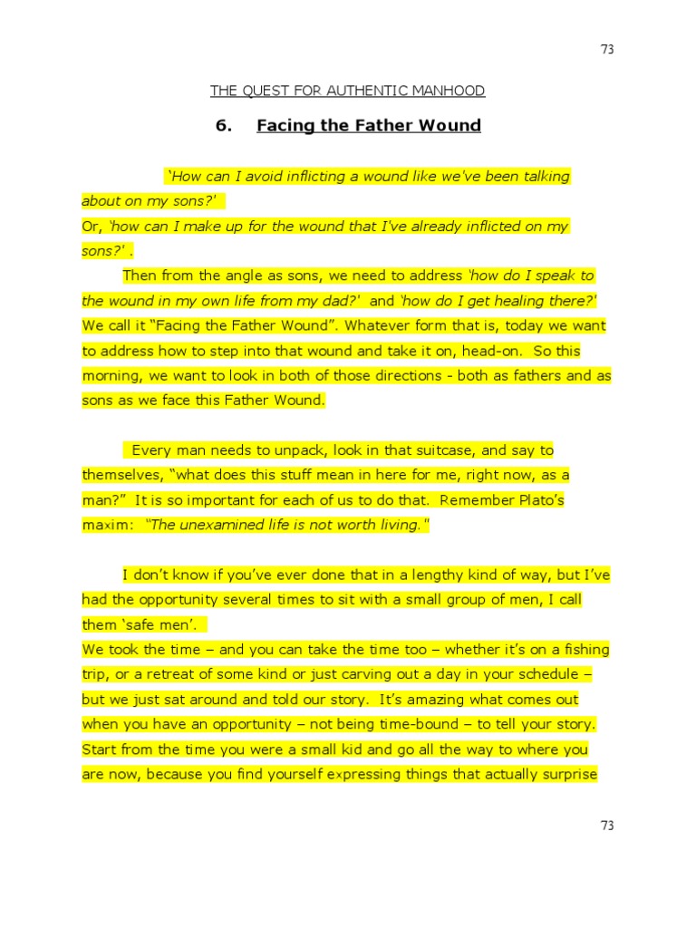 73 The Quest For Authentic Manhood | PDF | Prophecy | John The Baptist