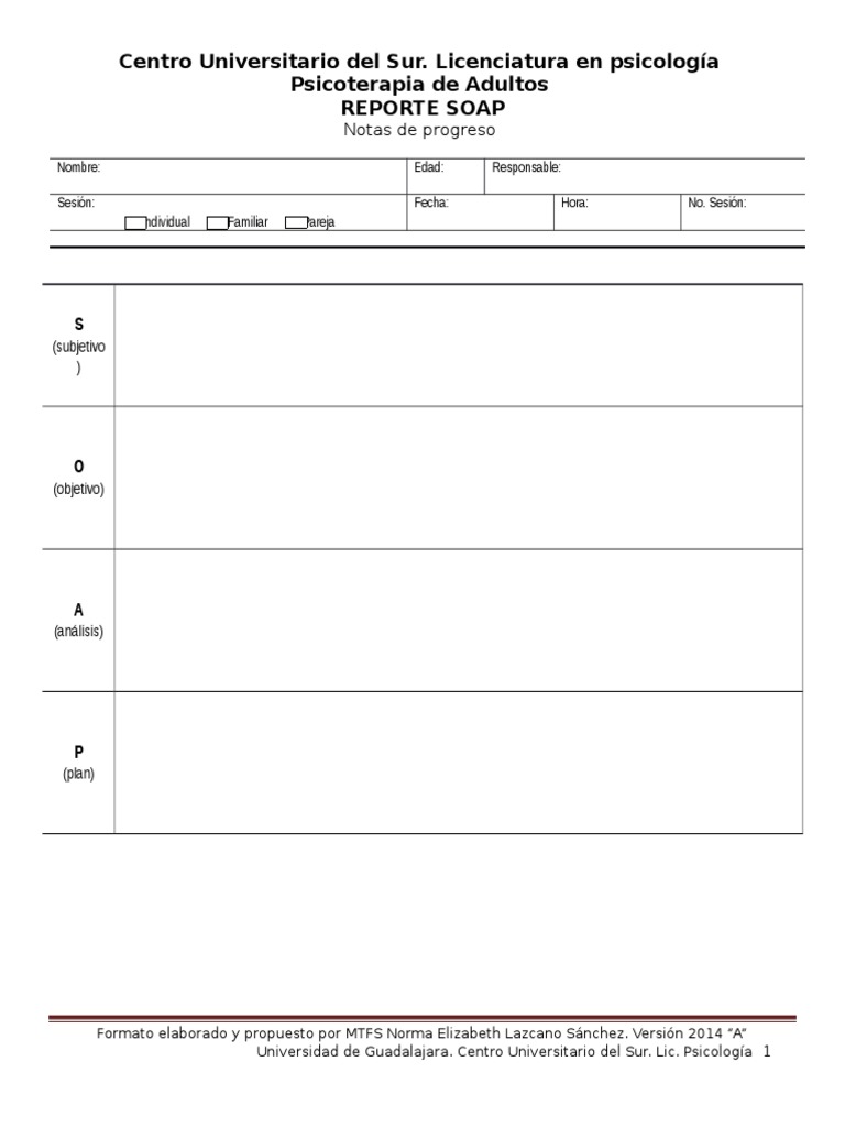Formato SOAP en Psicología | PDF