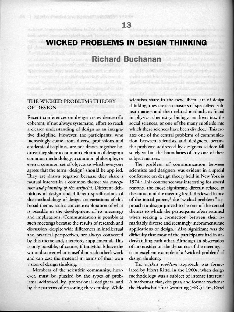 RICHARD BUCHANAN - Wicked Problems in Design Thinking | PDF