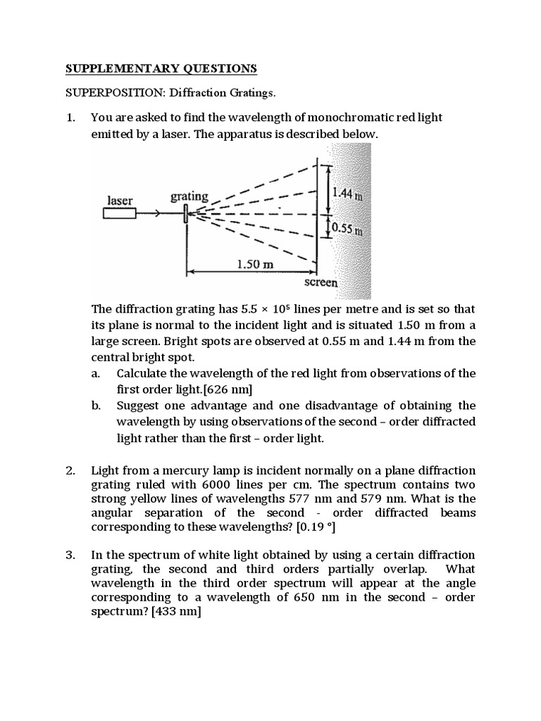 Chapter 16c Diffraction Gratings | PDF | Diffraction | Wavelength