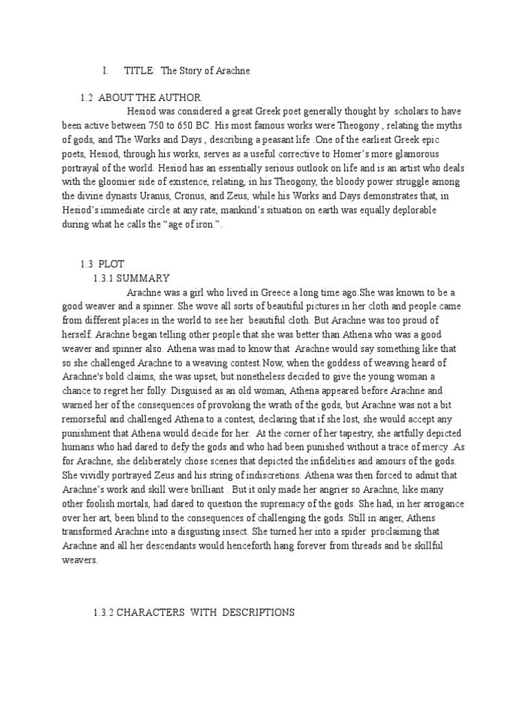 The Story of Arachne | PDF | Athena | Mythology